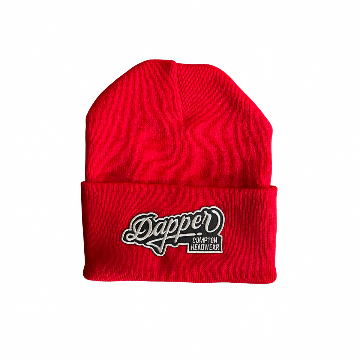 Red Dapper Beanie (White Logo) – Compton Headwear