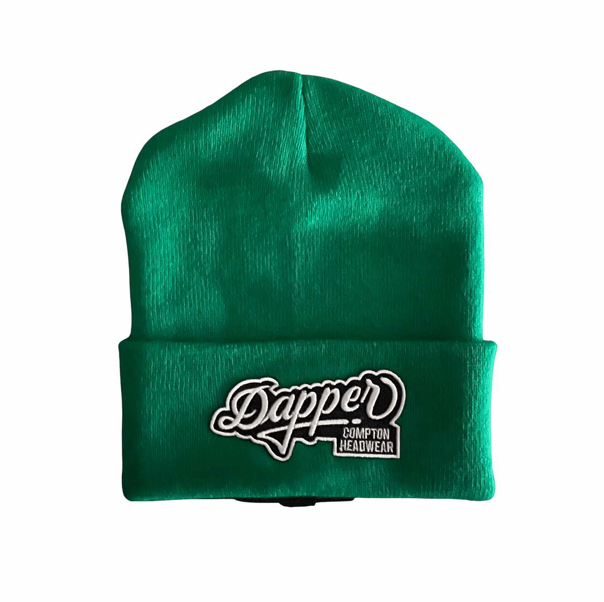 Green Dapper Beanie (White Logo) – Compton Headwear