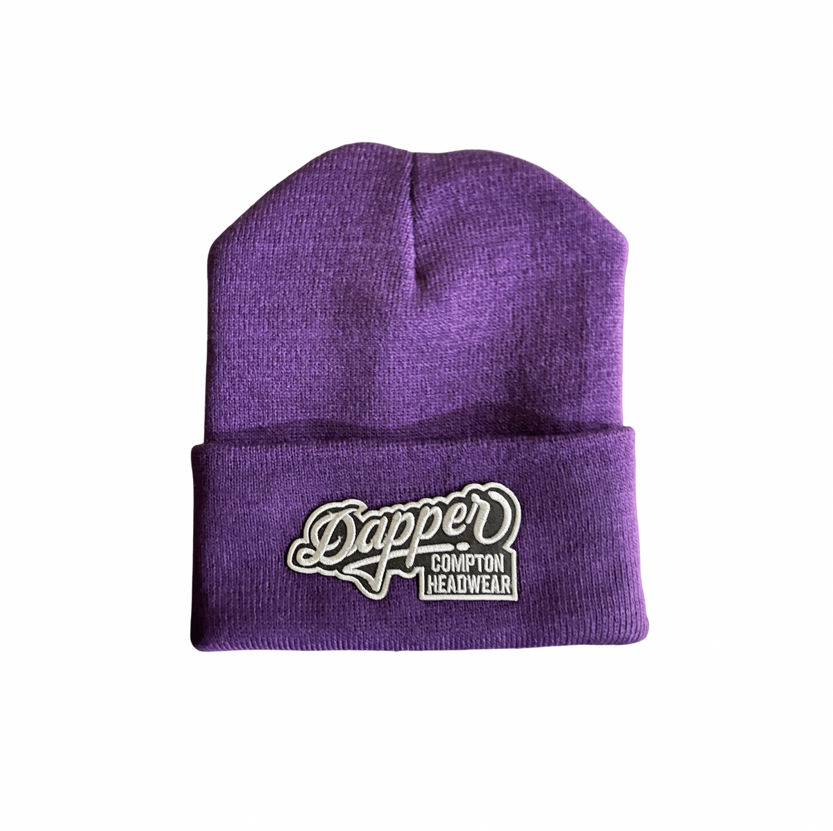 Purple Dapper Beanie (White Logo) – Compton Headwear